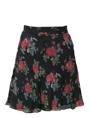 Saint Laurent Floral-print A-line Mini Skirt - Black