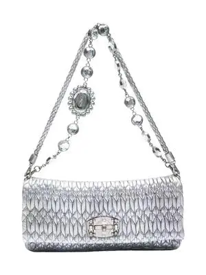 Miu Miu 2010s Matelasse Crystal Shoulder Bag - Silver