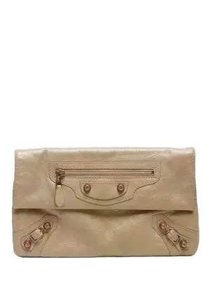 Balenciaga Giant Envelope Leather Clutch Bag - Neutrals