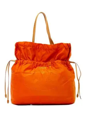 Prada Tessuto Logo Drawstring Tote Bag - Orange
