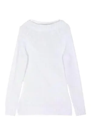 Celine Boat-neck Cotton Jumper - White