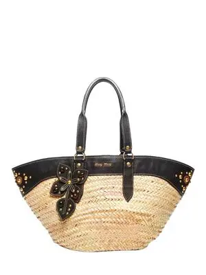 Miu Miu Raffia Tote Bag - Neutrals
