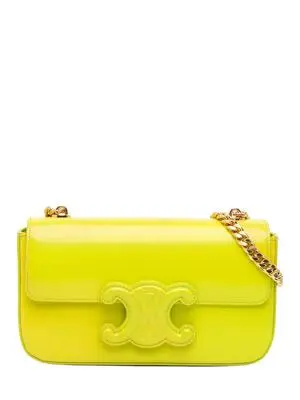 Celine 2022 Triomphe Calfskin Cuir Chain Shoulder Bag - Yellow