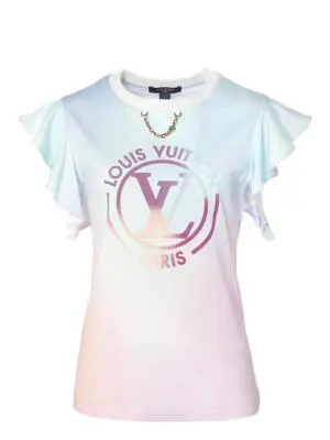 LOUIS VUITTON 2010-2020s Ruffled Logo T-shirt - Blue