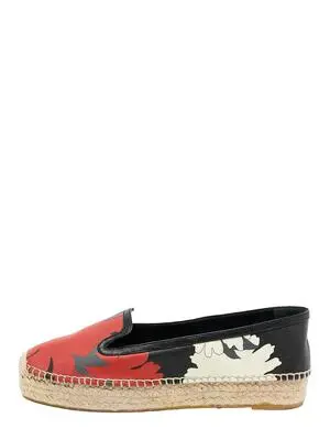 ALEXANDER MCQUEEN Floral-Print Leather Espadrilles