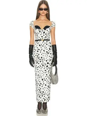 ROWEN ROSE Sleeveless Long Dress - Black Dalmation