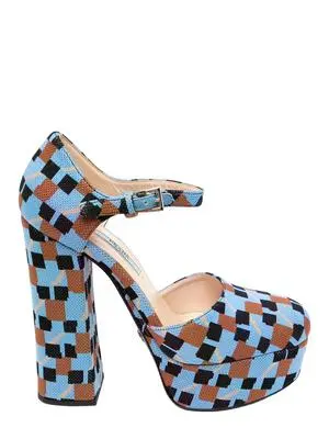 Prada Check Pattern Sandals - Blue