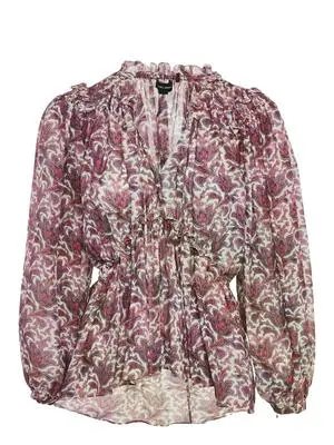 ISABEL MARANT VINTAGE Floral-printed Puff-sleeve Blouse - Pink