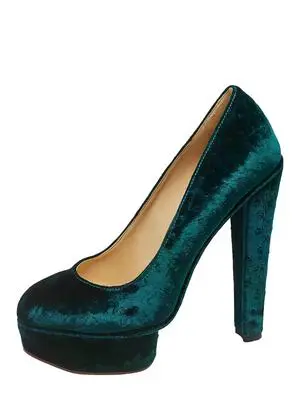 CHARLOTTE OLYMPIA Dolly Velvet Platform Pumps - Green