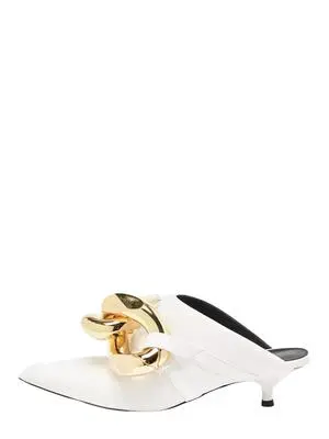 JW Anderson 50mm Chain Leather Mules - White