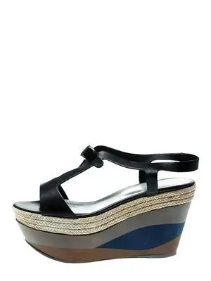 SERGIO ROSSI 95mm Wedged Platform Sandals - Black