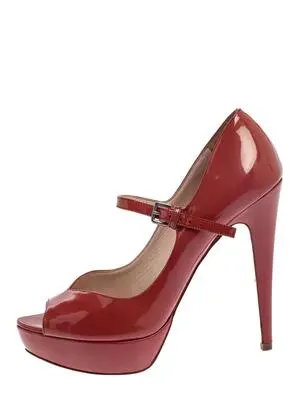 Miu Miu 125mm Leather Platform Pumps - Red