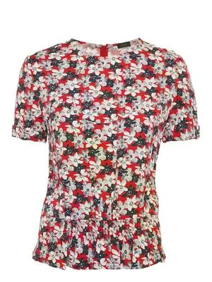 JOSEPH Floral-print Short-sleeve Blouse - Red