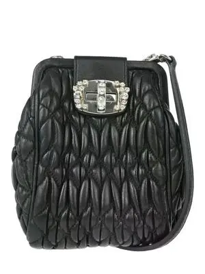 Miu Miu 2010s Matelassé Shoulder Bag - Black