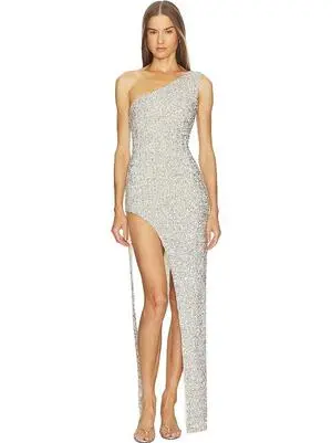 MICHAEL COSTELLO Stam Maxi Dress In Metallic - Silver