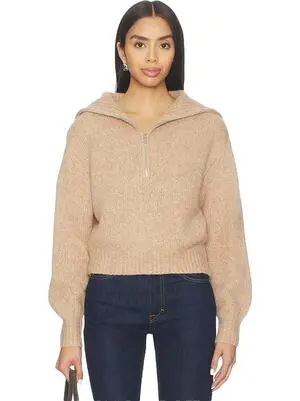 Susana Monaco Wool Half Zip Collar Sweater - Macchiato