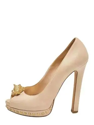 Alexander McQueen Studded Peep-toe Platform Pumps - Neutrals