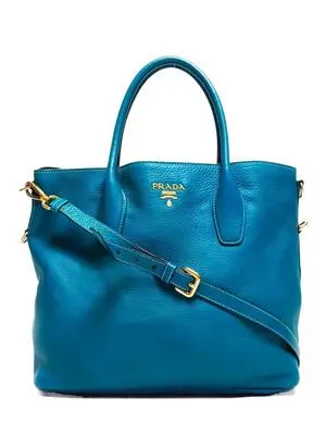 Prada Leather 2way Tote Bag - Green