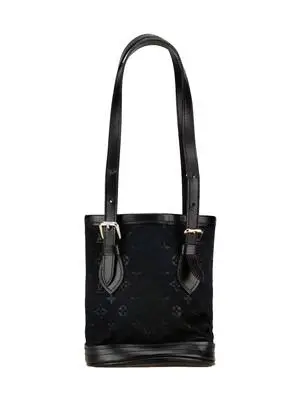 LOUIS VUITTON 2001 Monogram Mini Satin Bucket Bag - Black