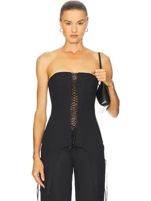 CEREN OCAK Corset Top - Navy Blue
