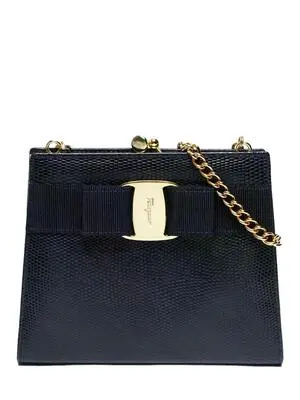 FERRAGAMO 1990-2000s Mini Vara Chain Shoulder Bag - Black