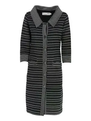 Dior 1990s Striped Coat - Black