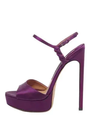 FERRAGAMO 100mm Satin Sandals - Purple