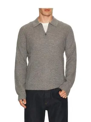 Rails Monty Quarter Zip Polo In Grey - Finch