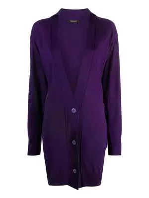 Versace 1990s V-neck Knee-length Cardigan - Purple