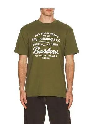 Barbour X Levi's Graphic T-shirt In Olive - Canvas Olive