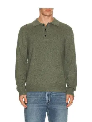 Rag & Bone Declan Rugby Polo In Army - Army Green