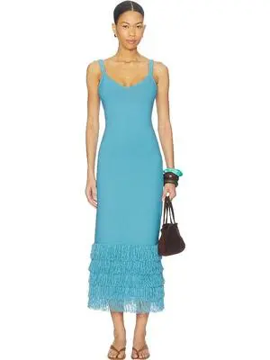 AMUR Decker Fringe Midi Dress - Waterfall