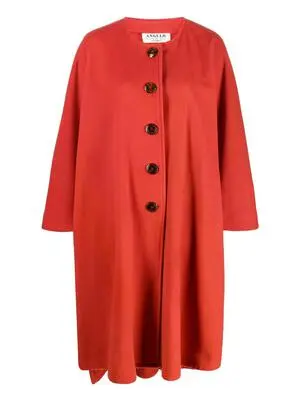 A.N.G.E.L.O. VINTAGE CULT 1980s Collarless Wool-blend Coat - Red