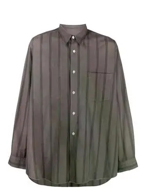 Comme Des Garçons 1990s Cutaway Collar Striped Shirt - Brown