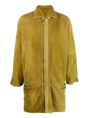 Versace 1980s Zip-up Shearling Coat - Yellow