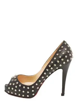 CHRISTIAN LOUBOUTIN Studded Peep-toe Platform Pumps - Black