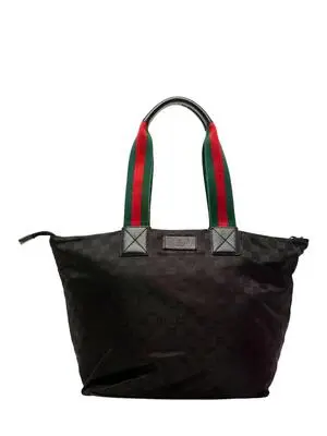 Gucci Gg Canvas Web Tote Bag - Black