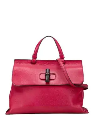 Gucci Leather Bamboo Daily Satchel - Pink