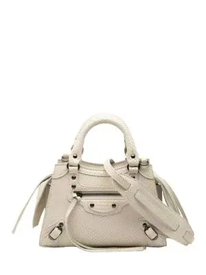 Balenciaga Pre-owned 2021 Mini Python Embossed Calfskin Neo Classic City Satchel - White