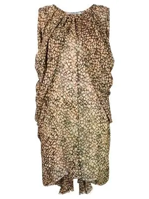 Saint Laurent 2000s Animal-print Sleeveless Silk Dress - Neutrals
