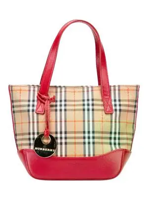 Burberry Haymarket Check Canvas Handbag - Brown