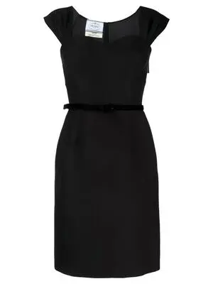 Prada Belted Wool-blend Dress - Black
