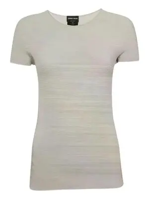 Giorgio Armani Ribbed Cotton T-shirt - Grey