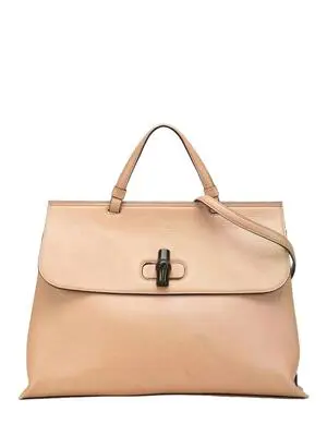 Gucci Leather Bamboo Daily Satchel - Brown