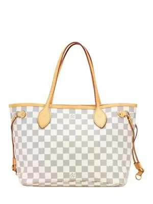 LOUIS VUITTON 2010 Damier Azur Neverfull Pm Tote Bag - White