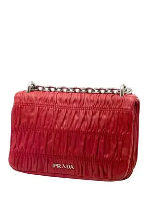 Prada Nappa Gaufre Shoulder Bag - Red