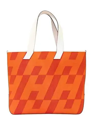 Hermès Toile H En Biais 40 Cabas Tote Bag - White