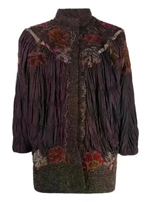 A.N.G.E.L.O. VINTAGE CULT 1980s Floral-embroidered Ruched Jacket - Red