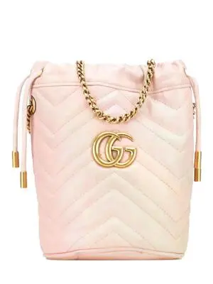 Gucci Small Gg Marmont Leather Matelassé Bucket Bag - Pink