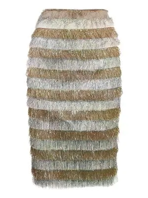 Max Mara Metallic-fringe Skirt - Grey